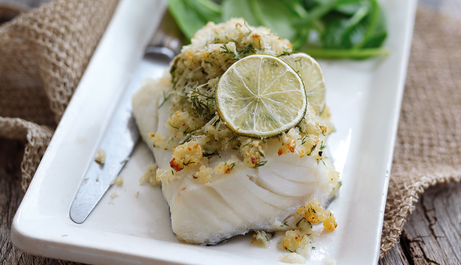 Pacific Cod with Lime, Herb and Parmesan Crust